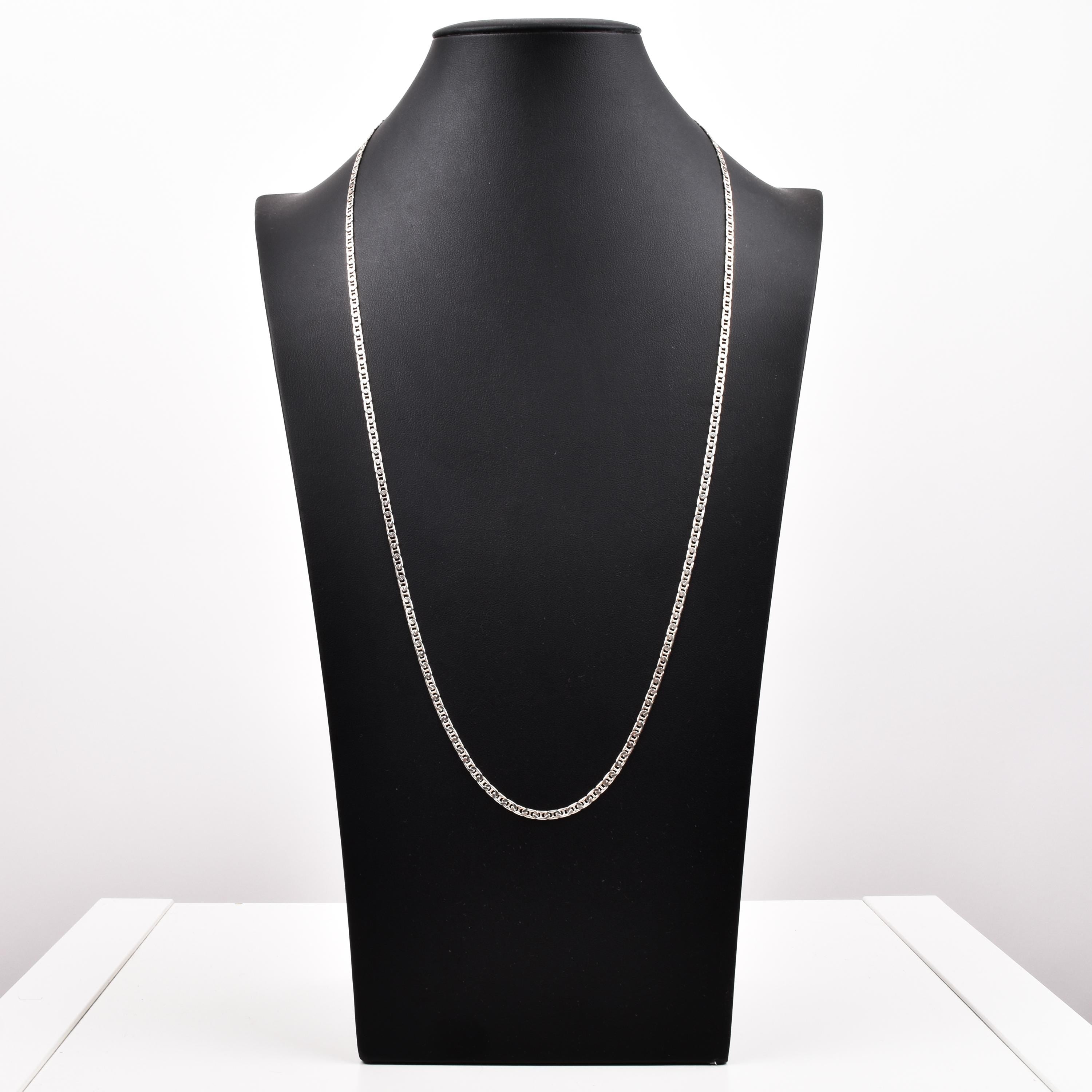 Italian Sterling Silver Flat Mariner Link Chain, 3mm Links, 30 1/4" Ch ...