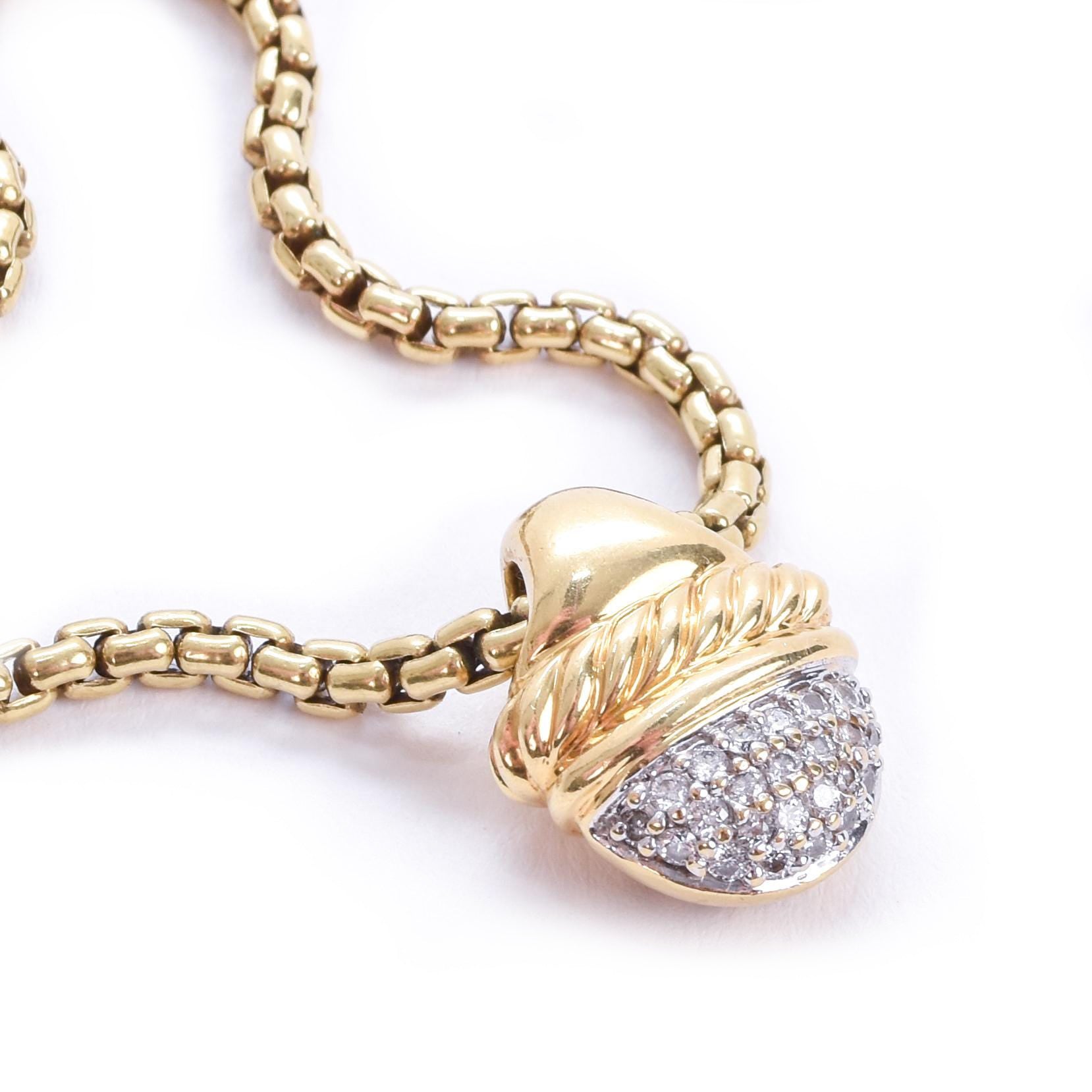 Vintage David Yurman Diamond Acorn Pendant and Chain in 18K Gold – Good ...