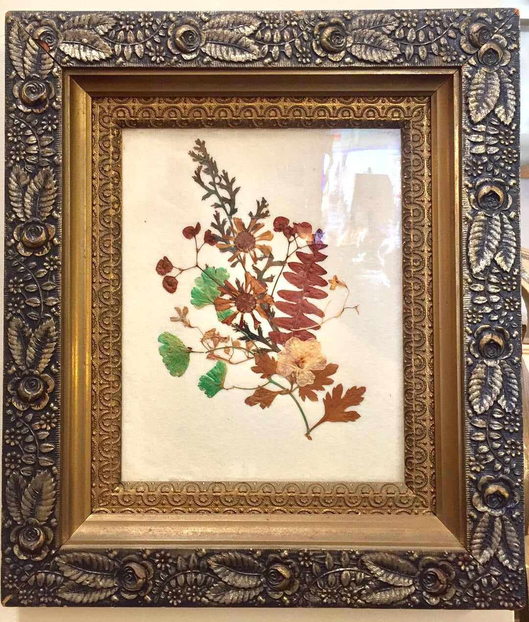 Ornate Antique Wood Carved Frame with Pressed Flowers 15.5x13 – Good's ...