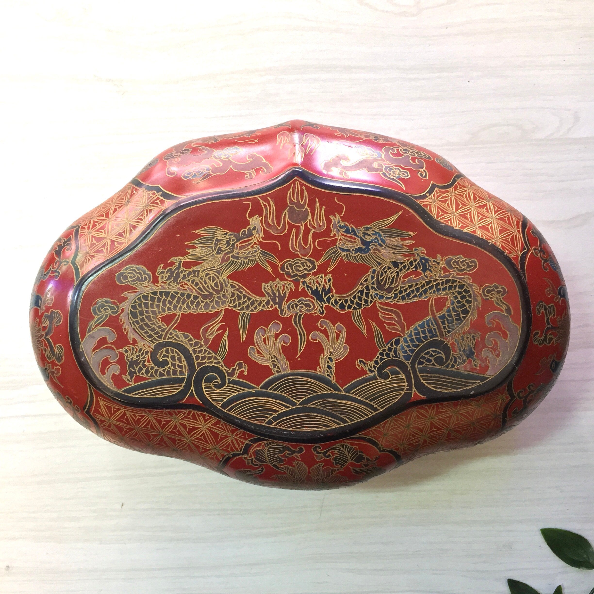 Vintage Japanese Dragon Jewelry Box - Red & Gold Asian Trinket – Good's ...