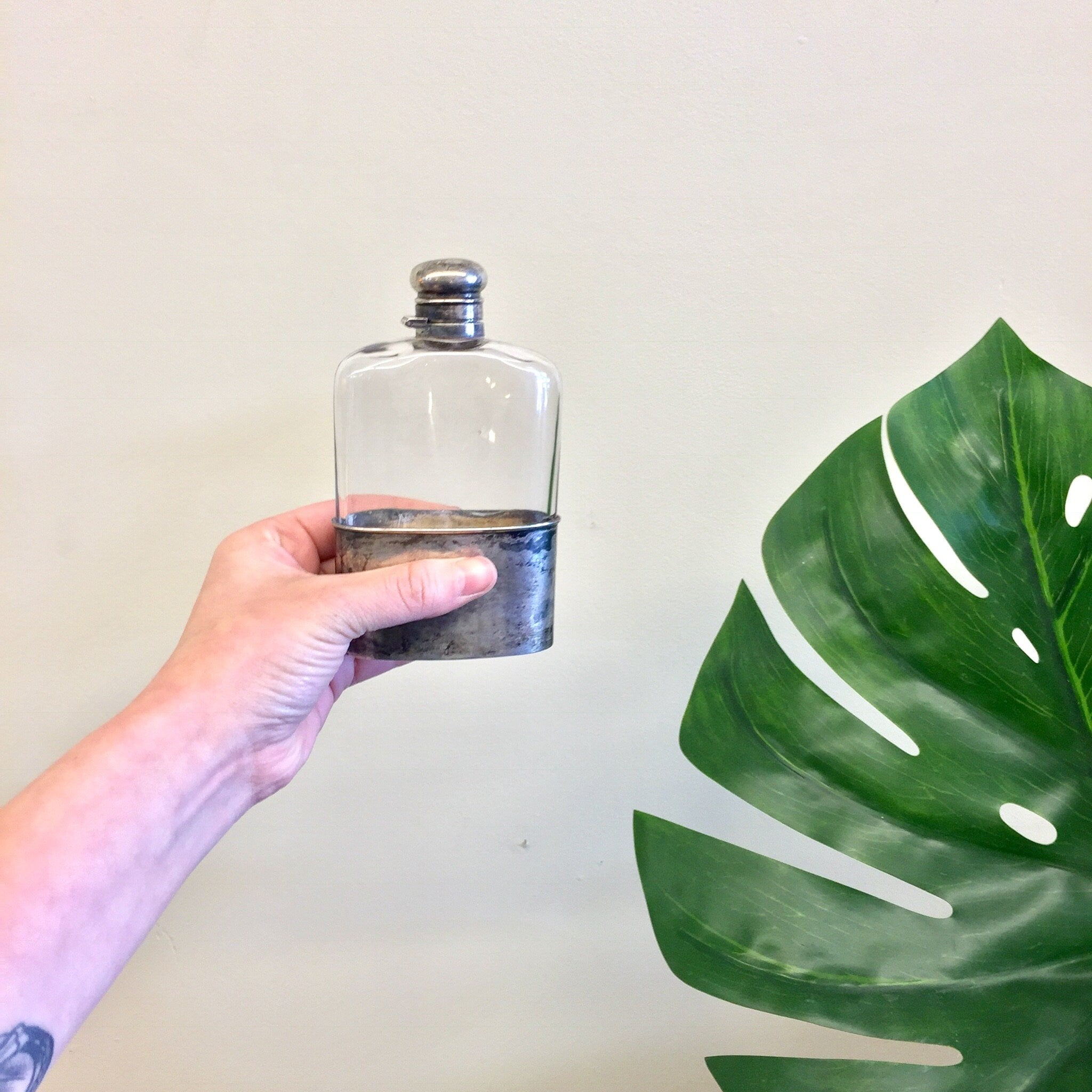 Antique Sterling & Cut Crystal Whiskey Flask - Made in England – Good's ...