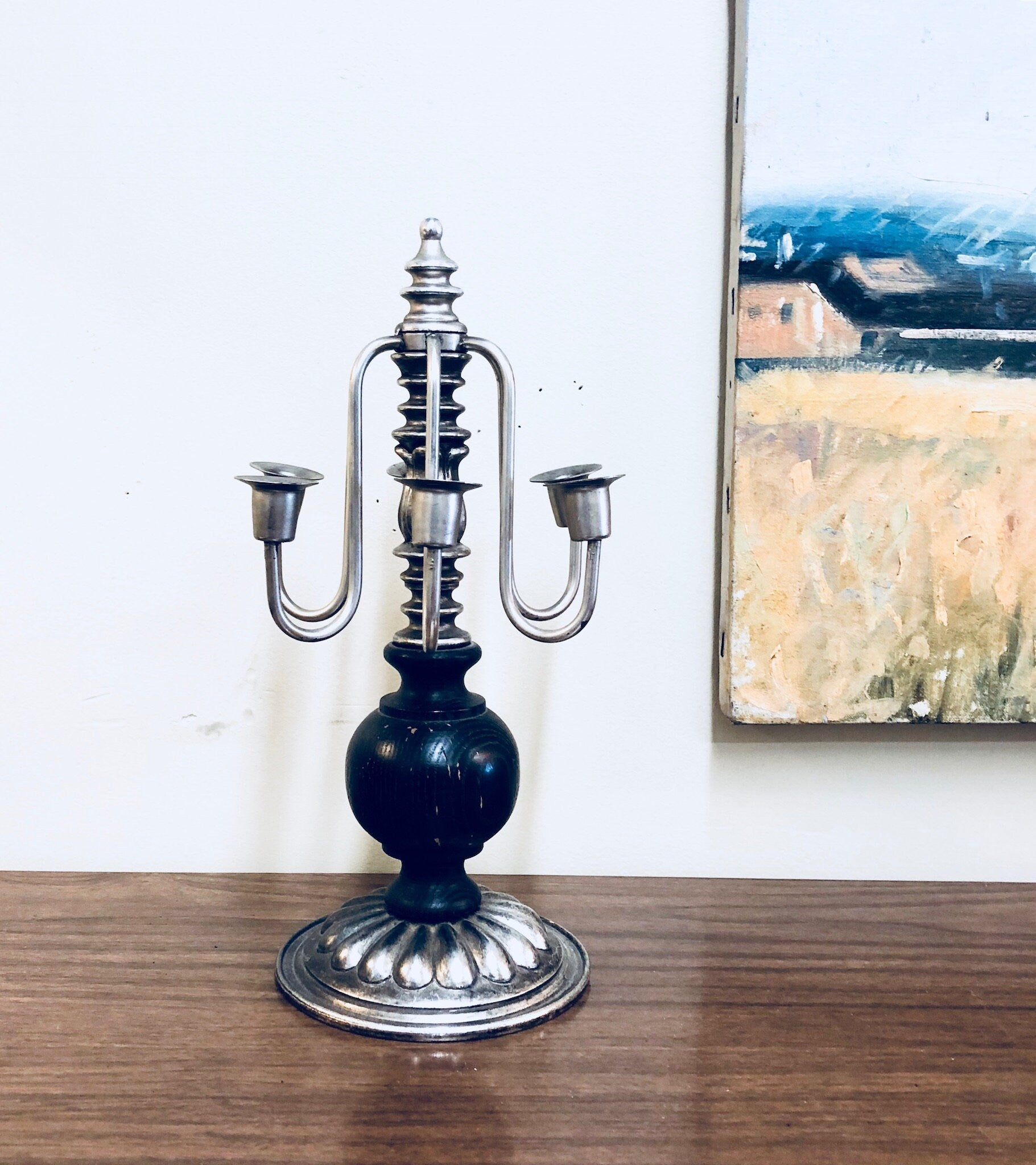 Vintage Candelabra, Candlestick Holder, Small Candelabra, Black, Silve ...