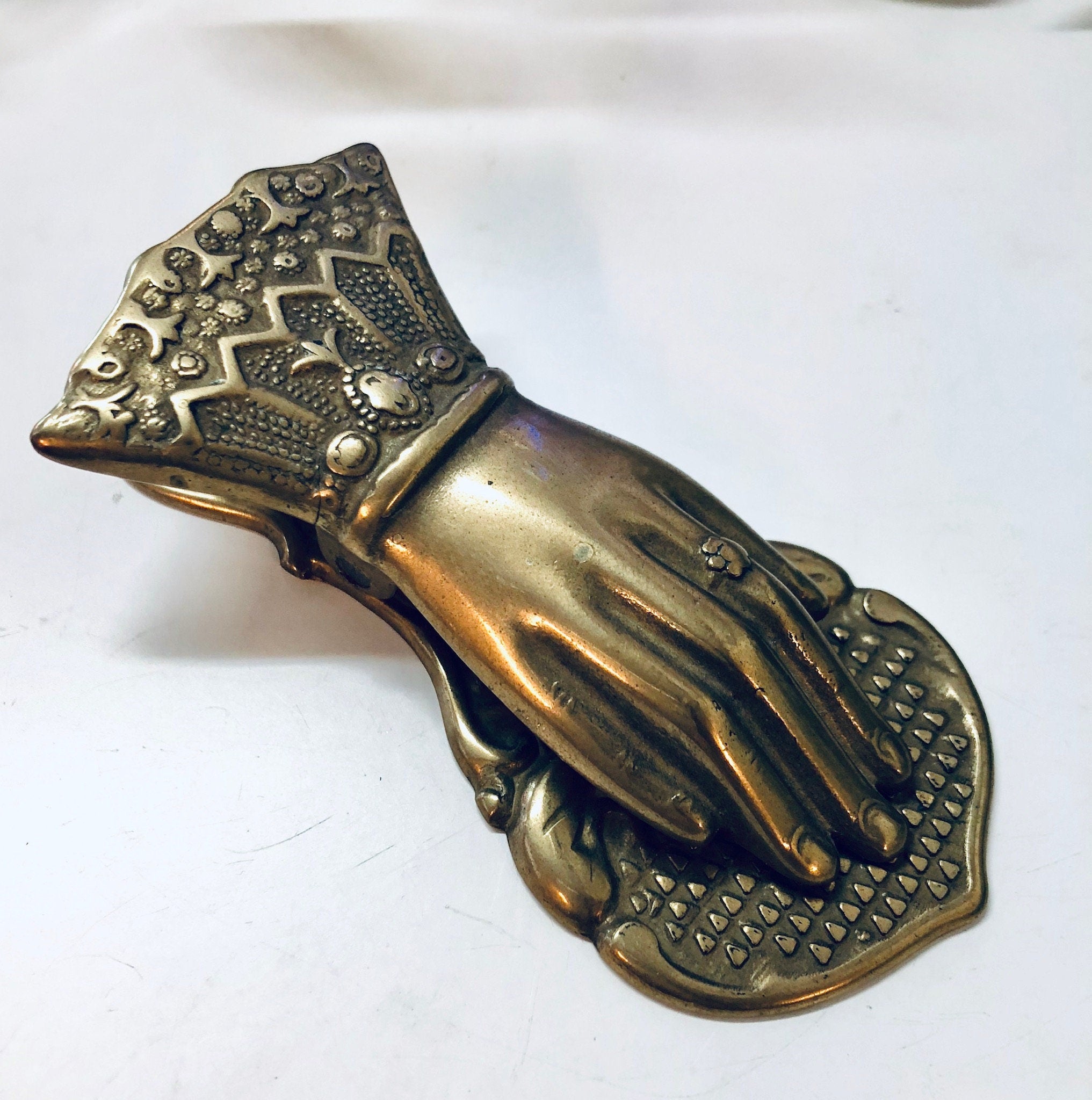 Vintage Brass Hand Clip, Vintage Paper Clip, Victorian Style Letter Ho ...