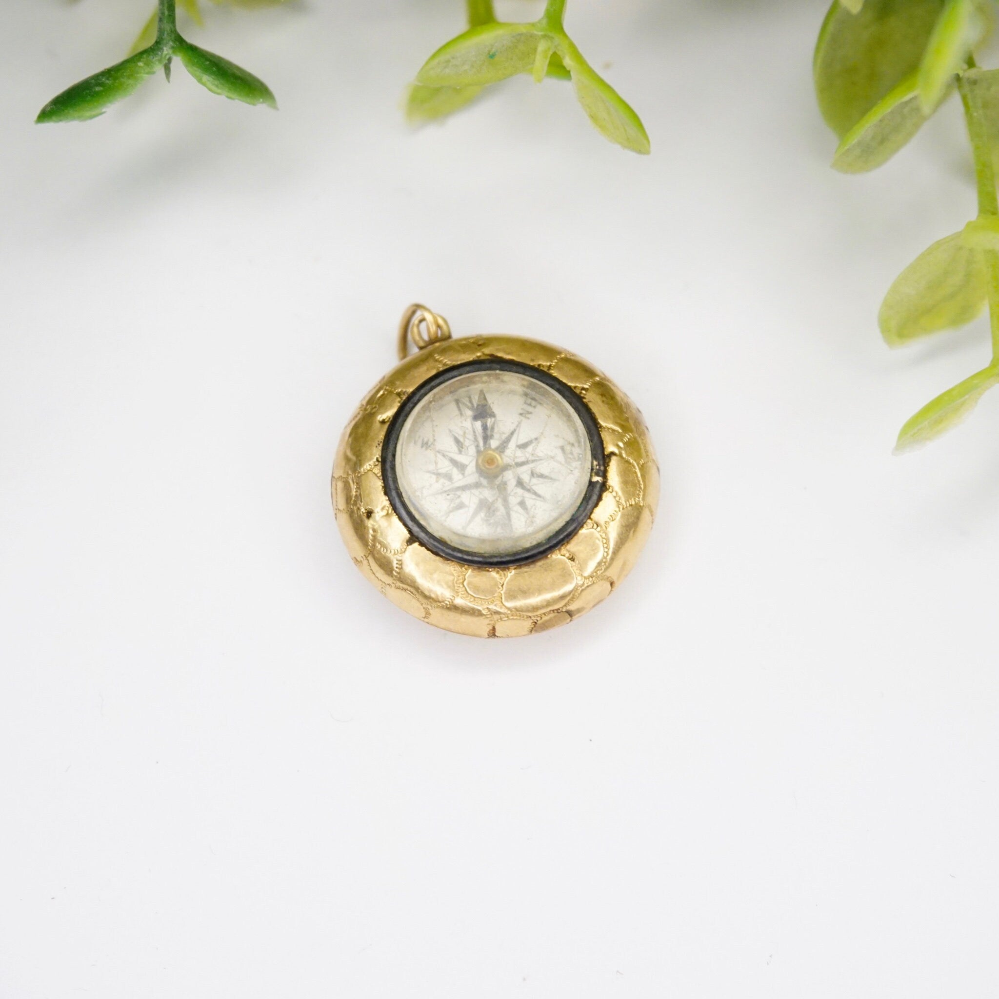Vintage 10K Gold Compass Pendant | Hammered Victorian Jewelry – Good's ...