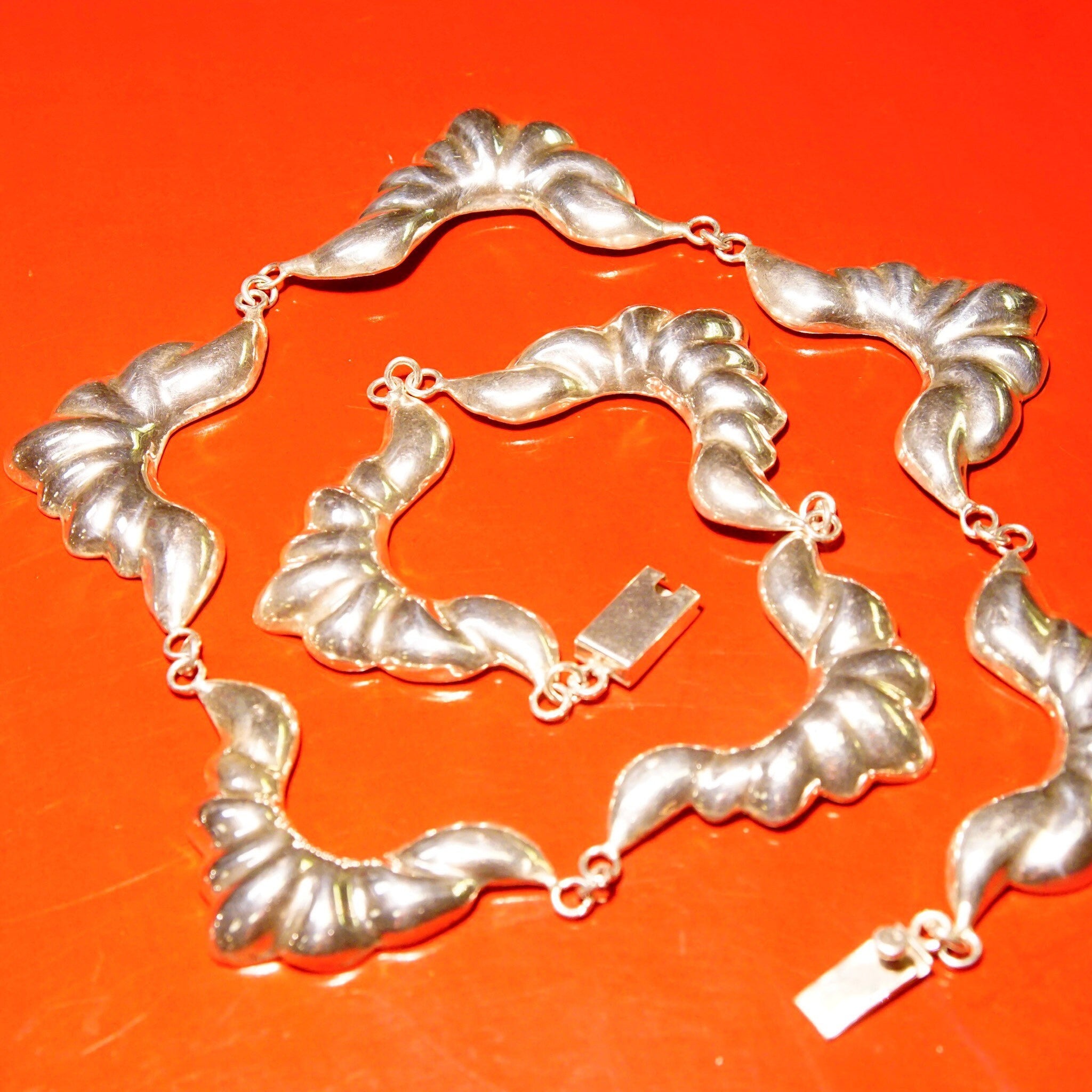 TAXCO Sterling Silver Scallop Necklace 20" - Vintage 925 Ornate Choker ...